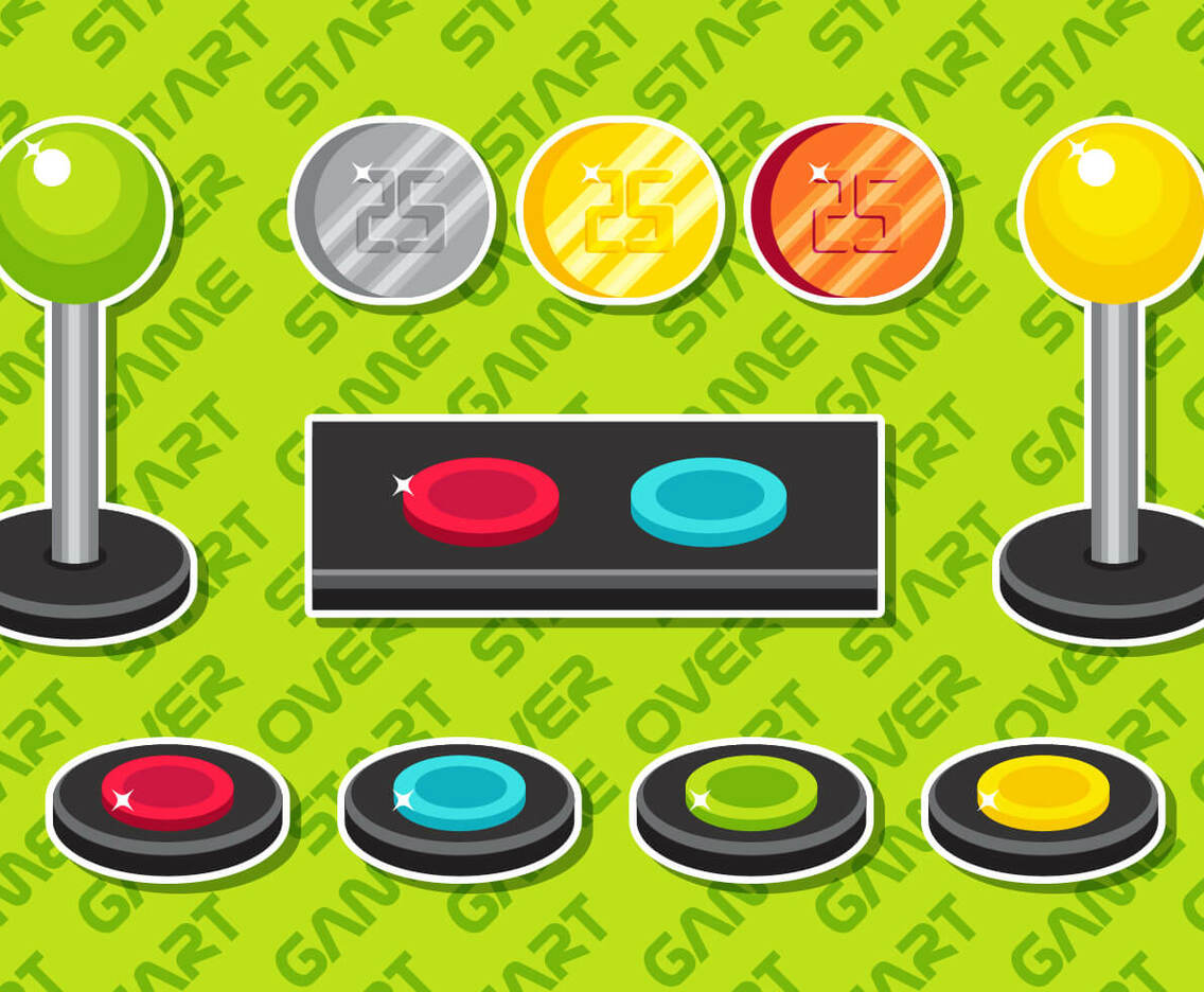 Arcade Button Vector Elements Set B Vector Art & Graphics | freevector.com