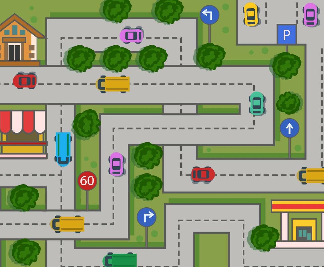 Roundabout Map From Above Vector Vector Art & Graphics | freevector.com