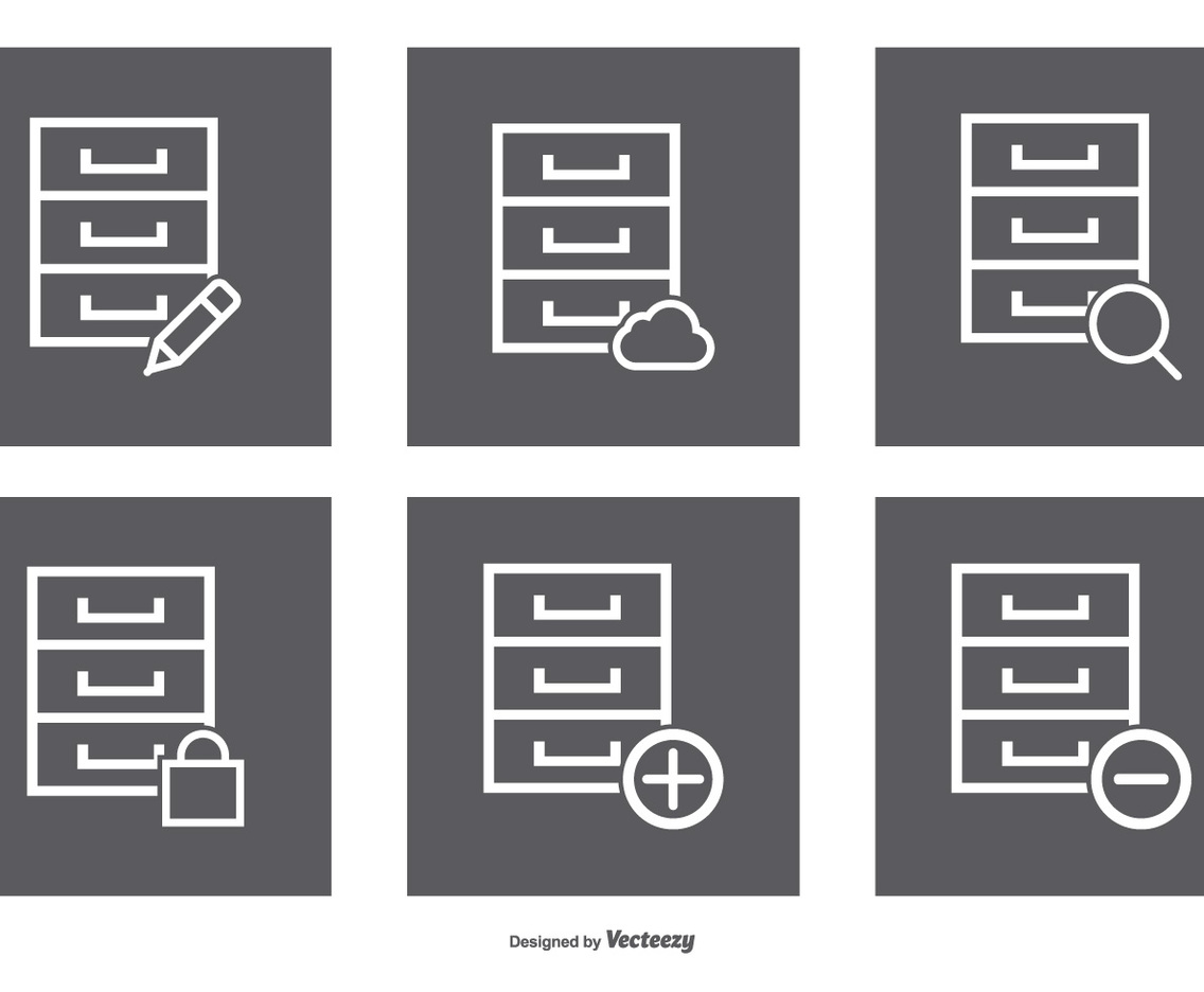 File Cabinet Icon Set Vector Art & Graphics | freevector.com