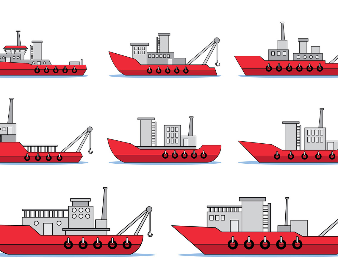 Set Of Tugboat Vector Vector Art & Graphics | freevector.com