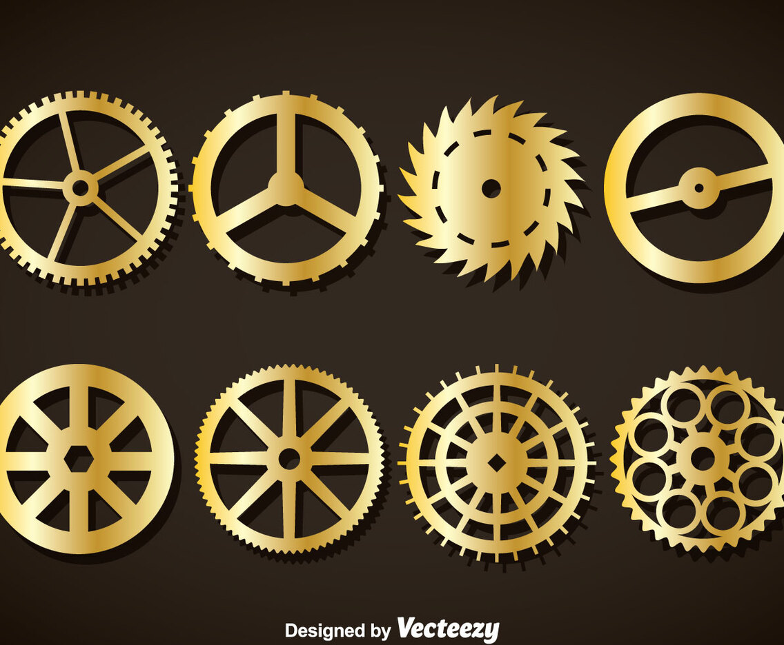 Gold Clock Gears Vector Vector Art & Graphics | freevector.com