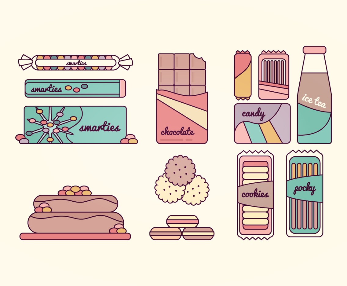 Sweets Vector Collection Vector Art & Graphics | freevector.com