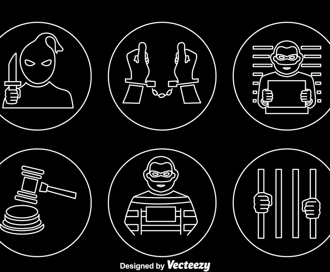 Criminal Outline Icons Vector Vector Art & Graphics | freevector.com