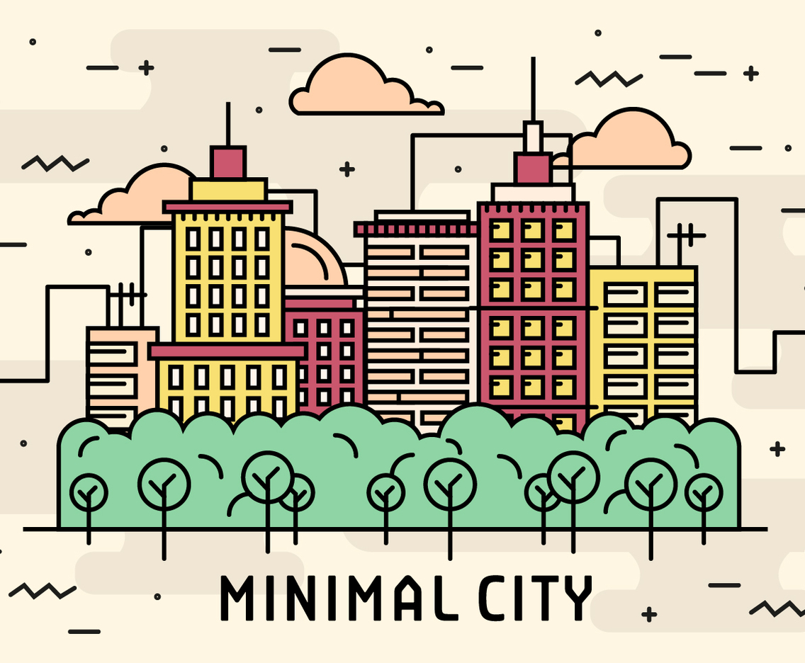 Flat Linear Minimal City Vector Vector Art & Graphics | freevector.com