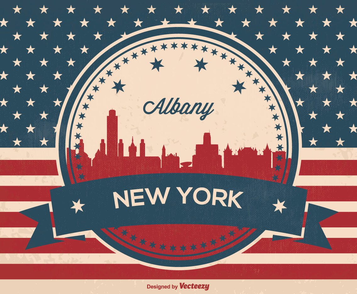 Albany New York Retro Skyline Illustration Vector Art & Graphics ...