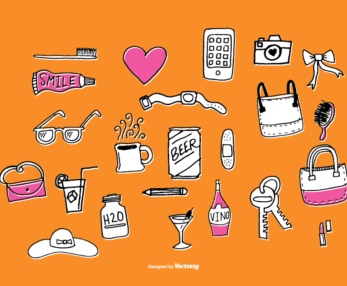 Fun Hand Drawn Accessories Vectors Vector Art & Graphics | freevector.com