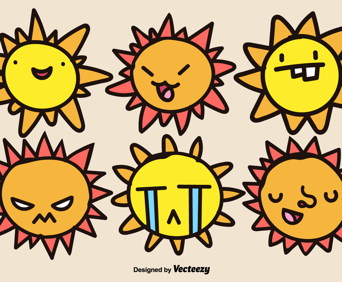 Cartoon Suns Vector Set Vector Art & Graphics | freevector.com