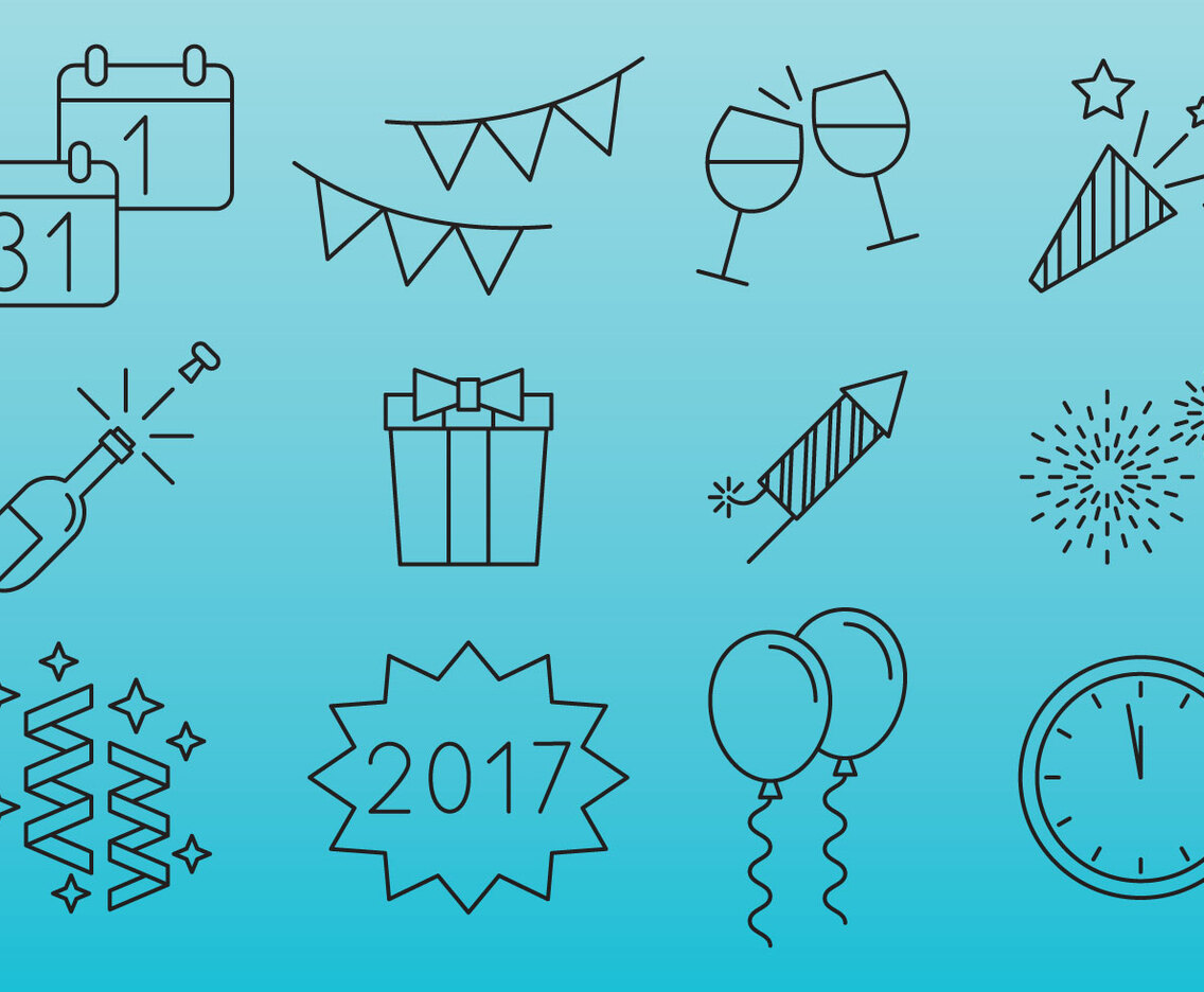 New Year Celebration Icons Vector Art & Graphics | freevector.com