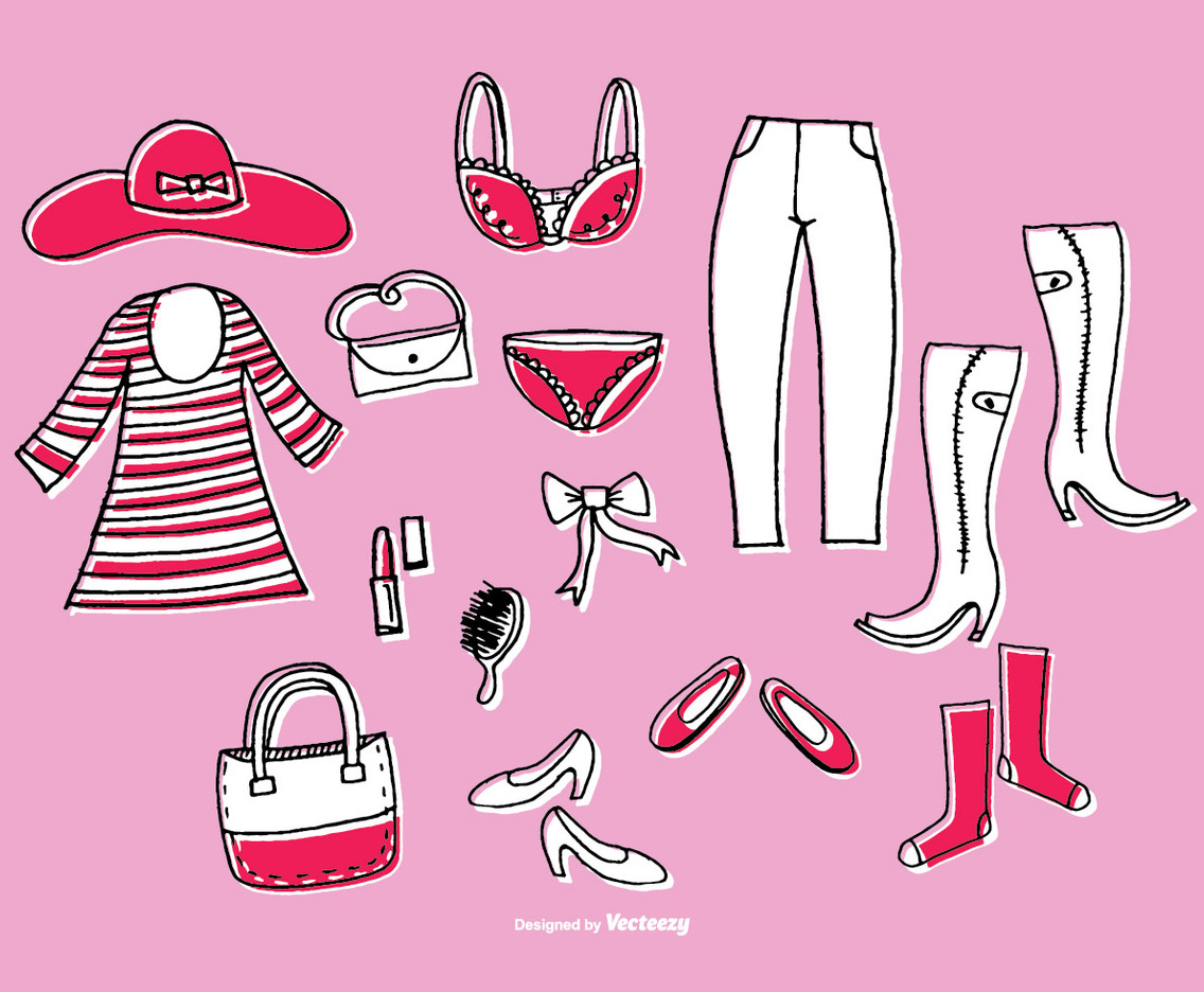 Hand Drawn Women's Clothing Vectors Vector Art & Graphics | freevector.com