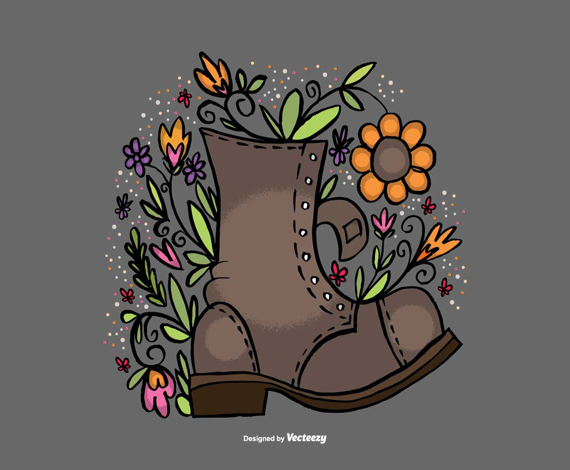 Flower Filled Boot Vector Vector Art & Graphics | freevector.com