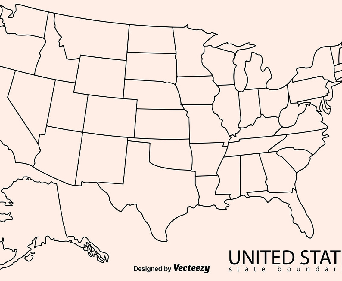 Blank Outline Map Of Usa Vector Art & Graphics | freevector.com