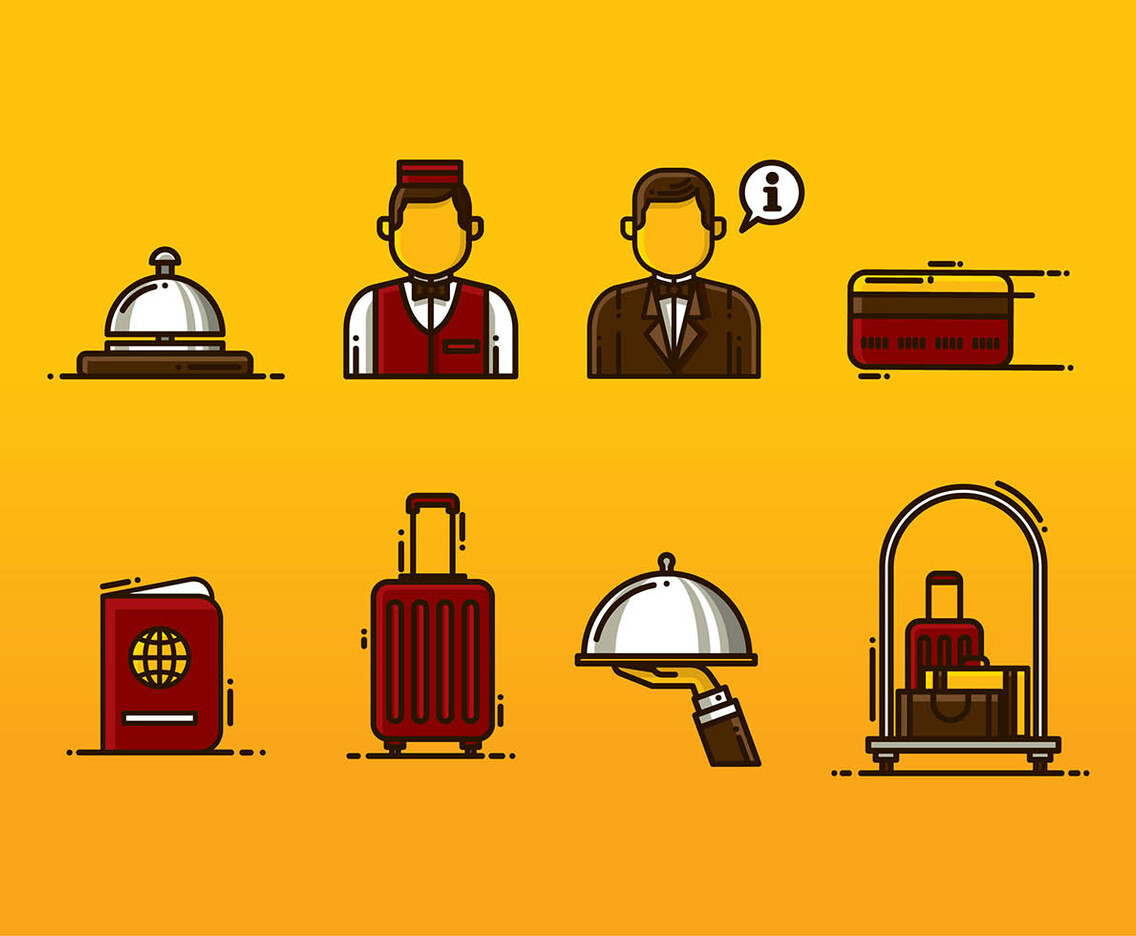 Concierge Icon Set Vector Vector Art & Graphics | freevector.com