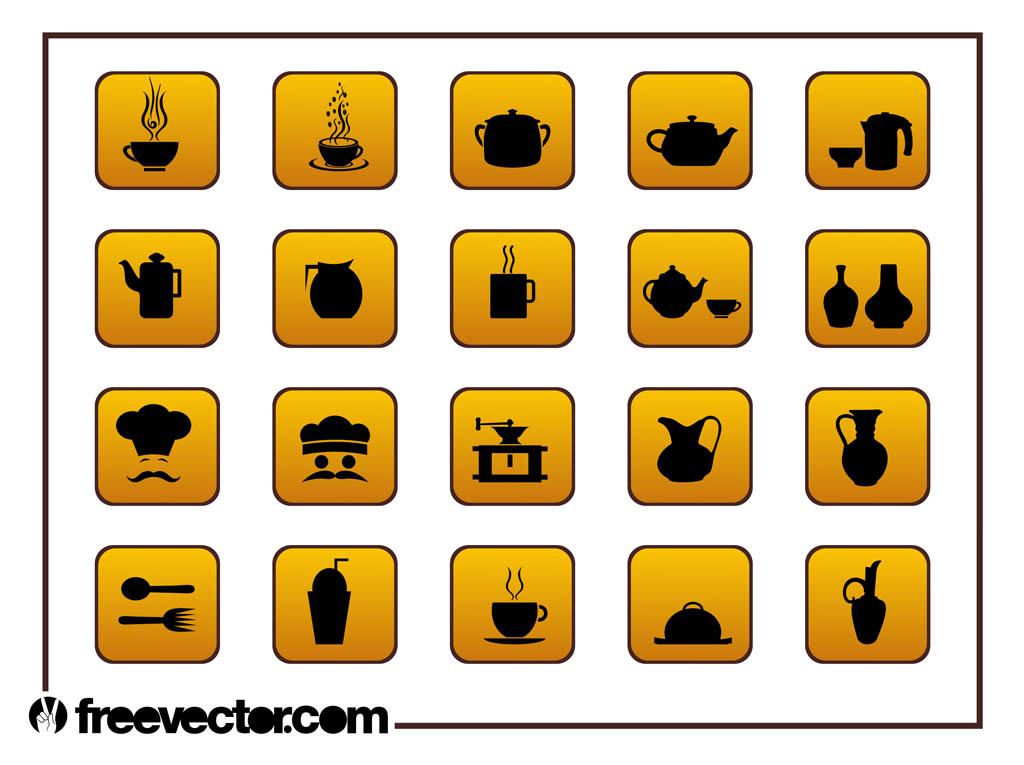 Food And Drinks Icons Set Vector Art & Graphics | freevector.com