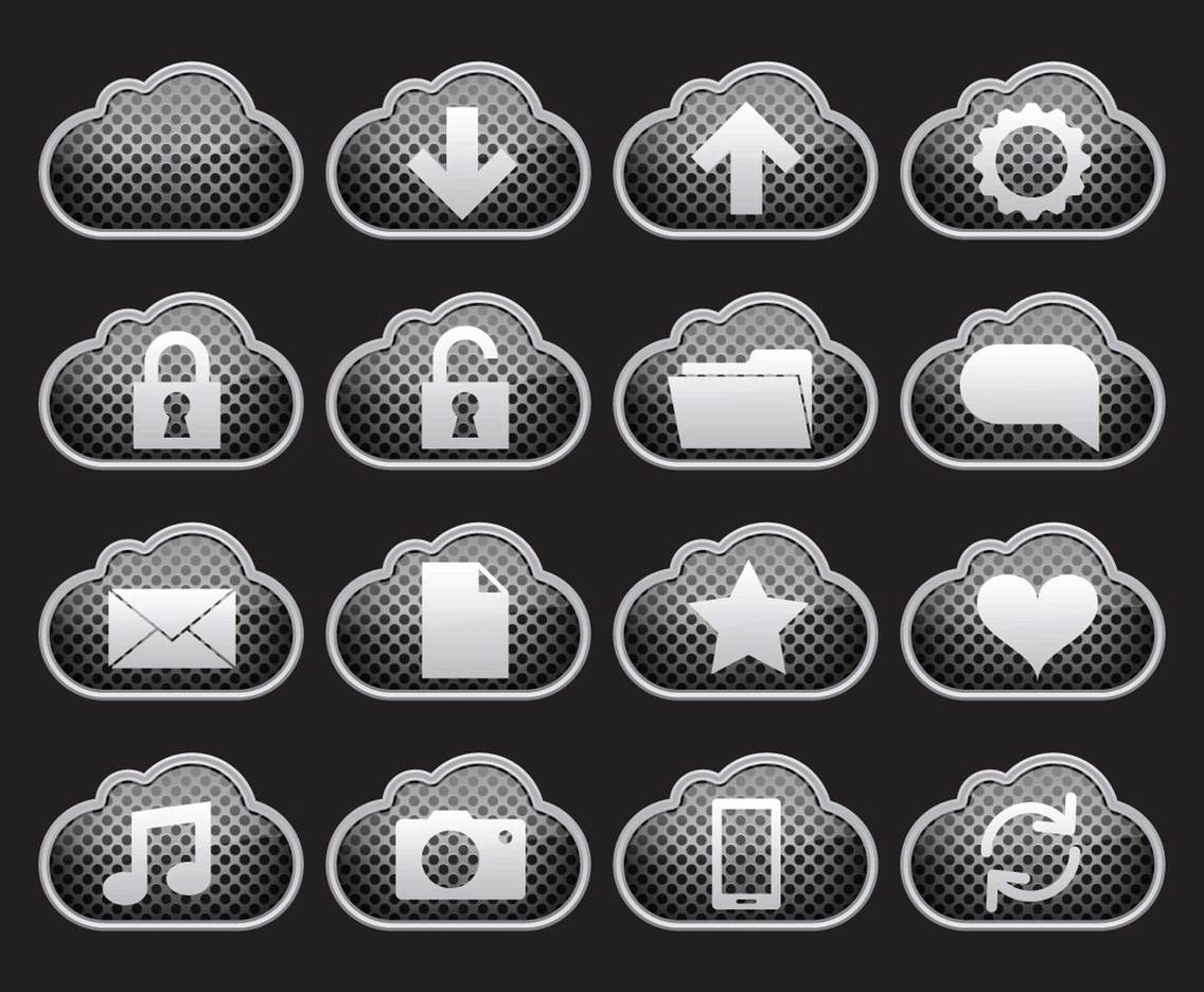 Metal Cloud Icons Vector Art & Graphics | freevector.com