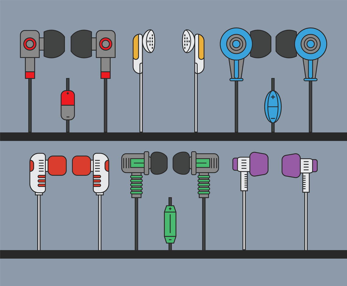 Earphone Vector Set Vector Art & Graphics | freevector.com