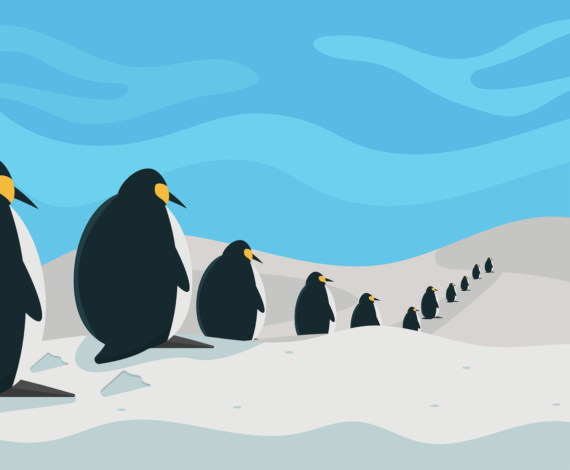 Flock Of Penguins Vector Vector Art & Graphics | freevector.com
