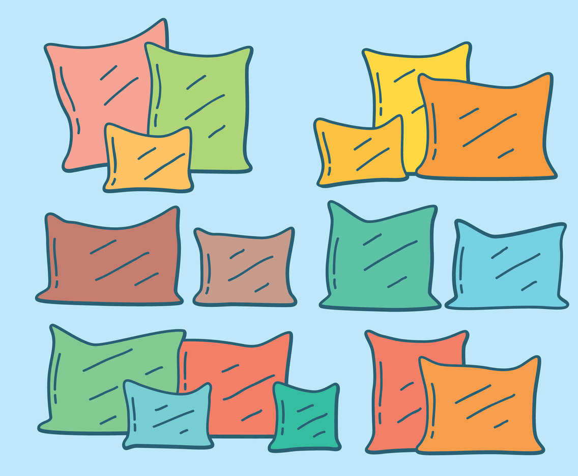 Colorful Pillow On Blue Vector Vector Art & Graphics | freevector.com