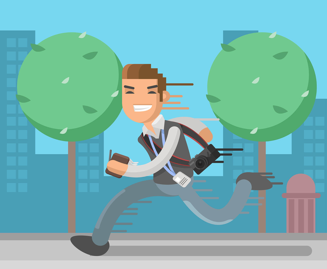 Running Journalist Vector Vector Art & Graphics | freevector.com
