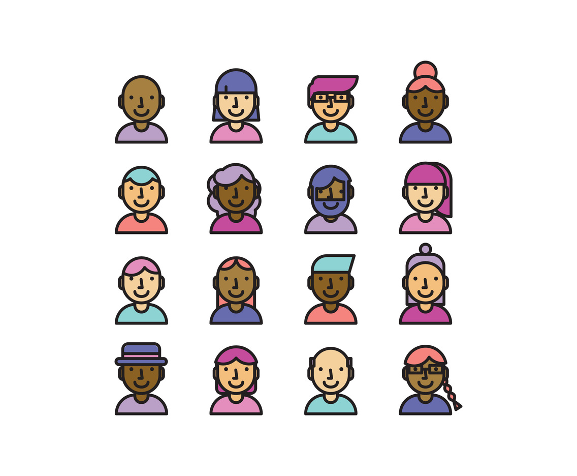 Outlined Multicultural Set Vector Art & Graphics | freevector.com