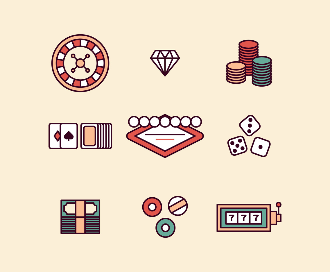 Las Vegas Outlined Icons Vector Art & Graphics | freevector.com