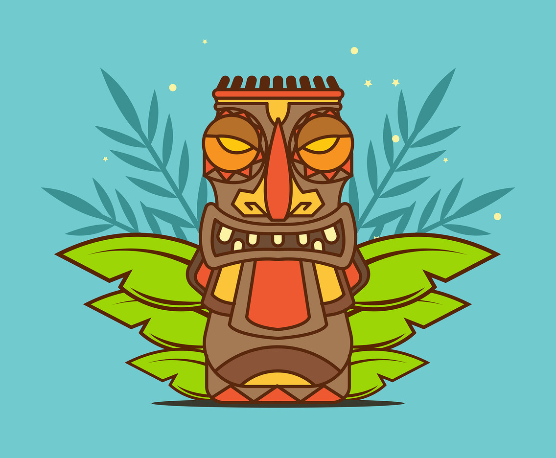 Tiki Tribal Mask On Blue Background Vector Art & Graphics | freevector.com