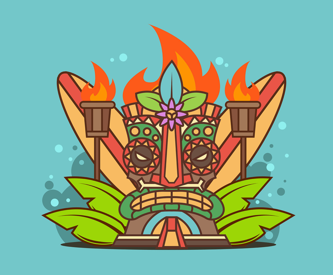 Tiki Tribal Mask In Thick Lines Vector Art & Graphics | freevector.com