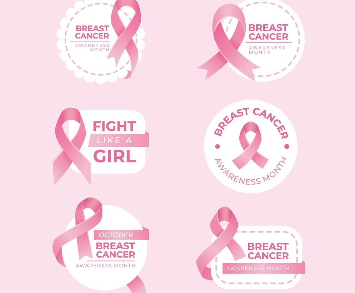 Set Of Breast Cancer Awareness Label Vector Art & Graphics | freevector.com