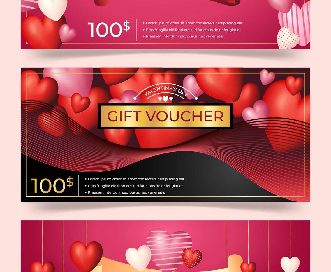 Valentine's Day Gift Vouchers Vector Art & Graphics | freevector.com