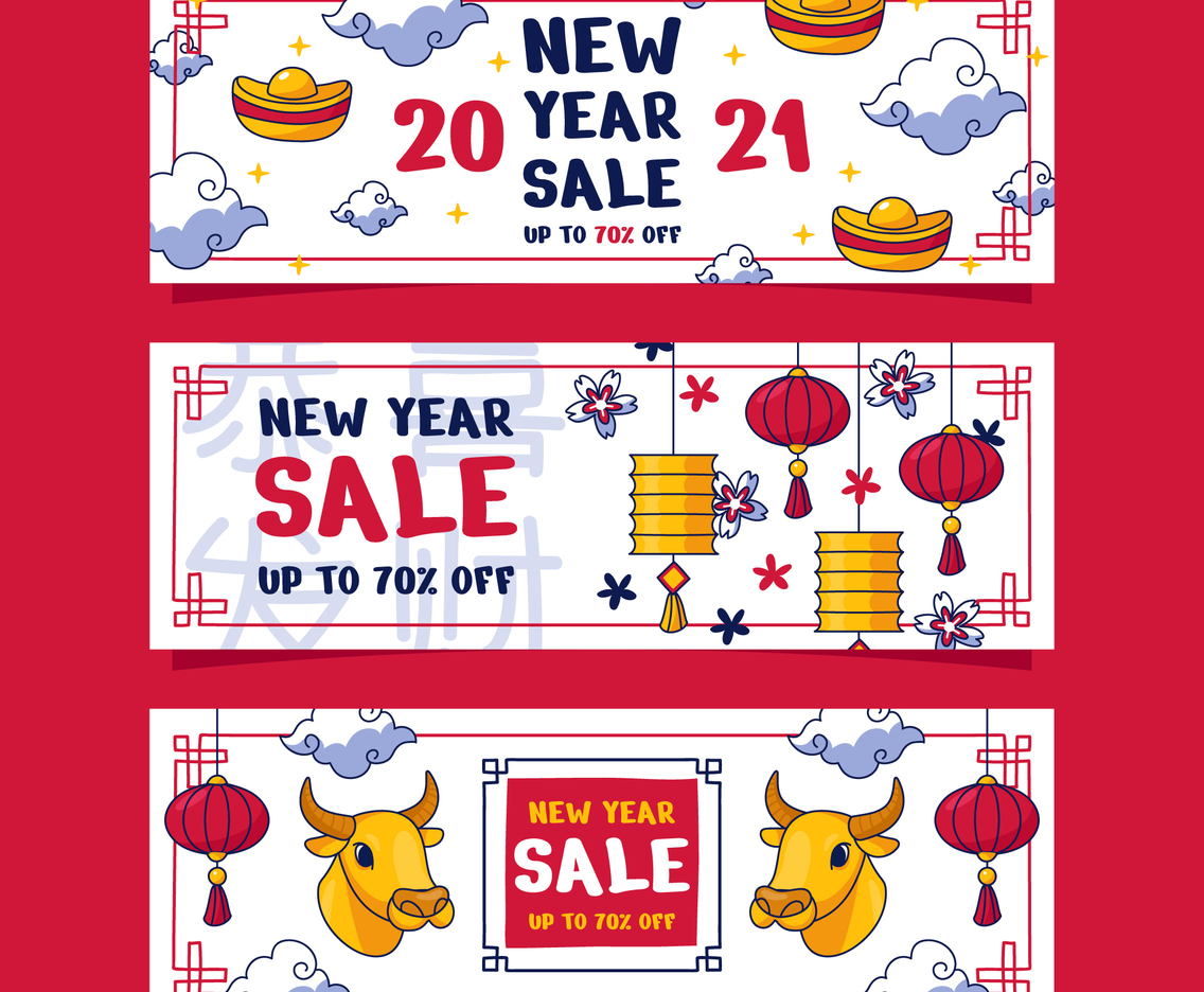 Chinese New Year Sale Banner Vector Art & Graphics | freevector.com