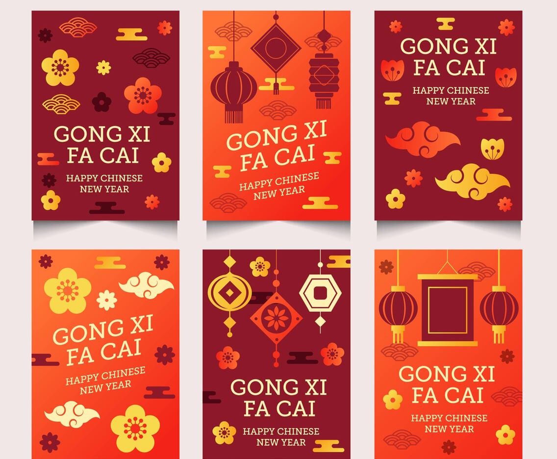 Gong Xi Fa Cai Cards With Tradition Elements Vector Art & Graphics ...