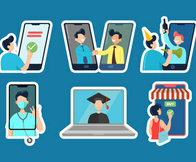Untact Or Contactless Stickers Vector Art & Graphics | freevector.com