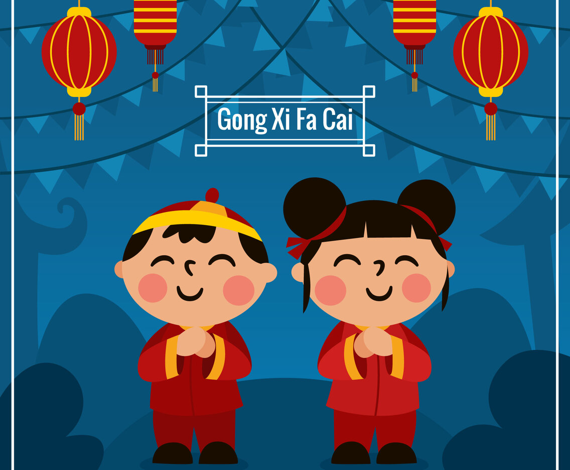 Gong Xi Fa Cai With Blue Background Vector Art & Graphics | freevector.com
