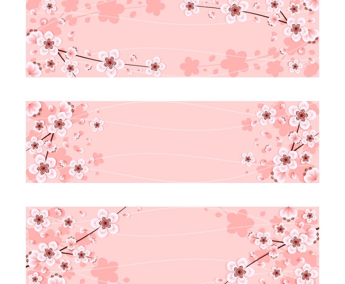Beautiful Cherry Blossom Flowers Banner Set Vector Art & Graphics ...