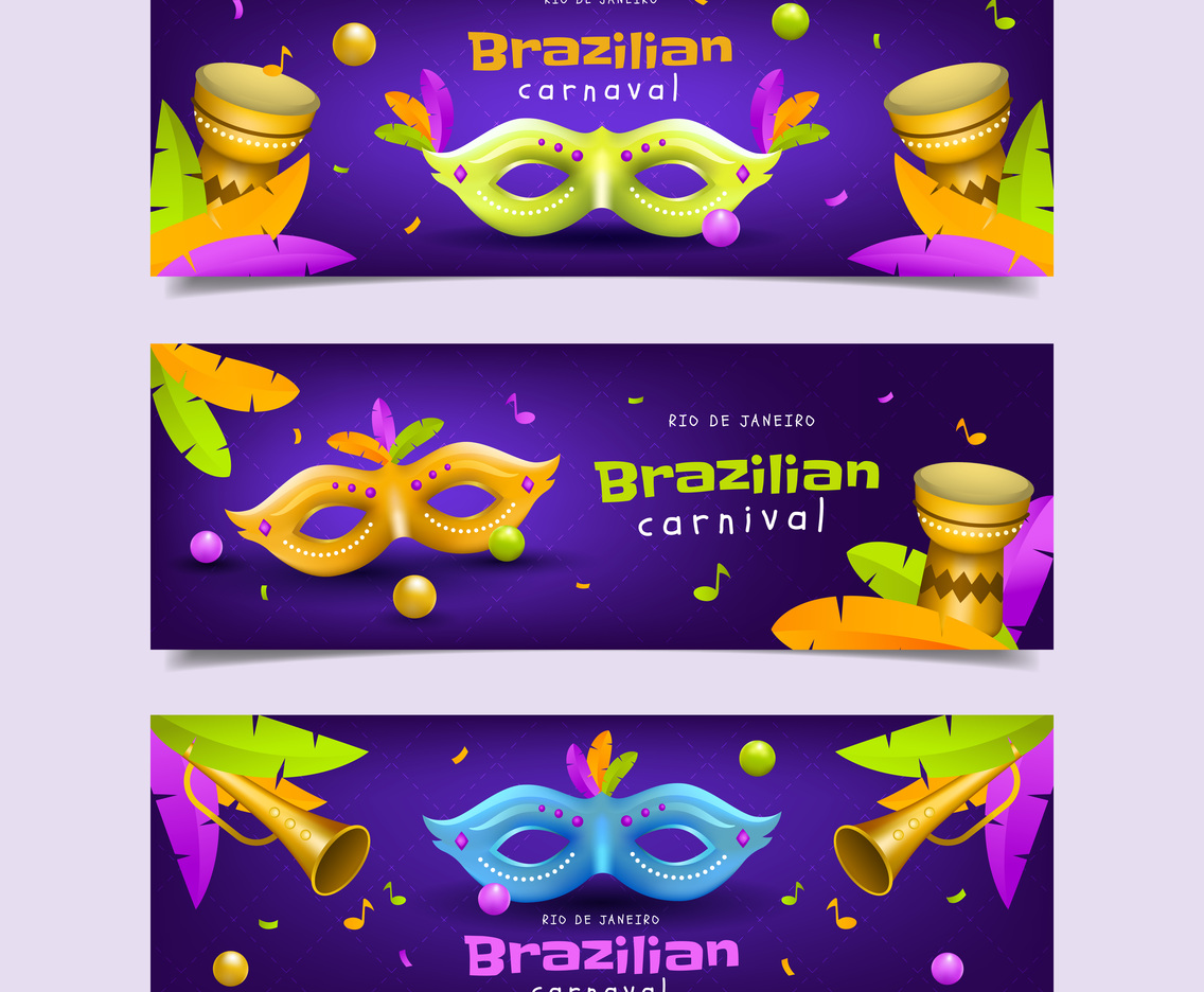 Realistic Rio Brazilian Carnaval Banner Vector Art & Graphics ...