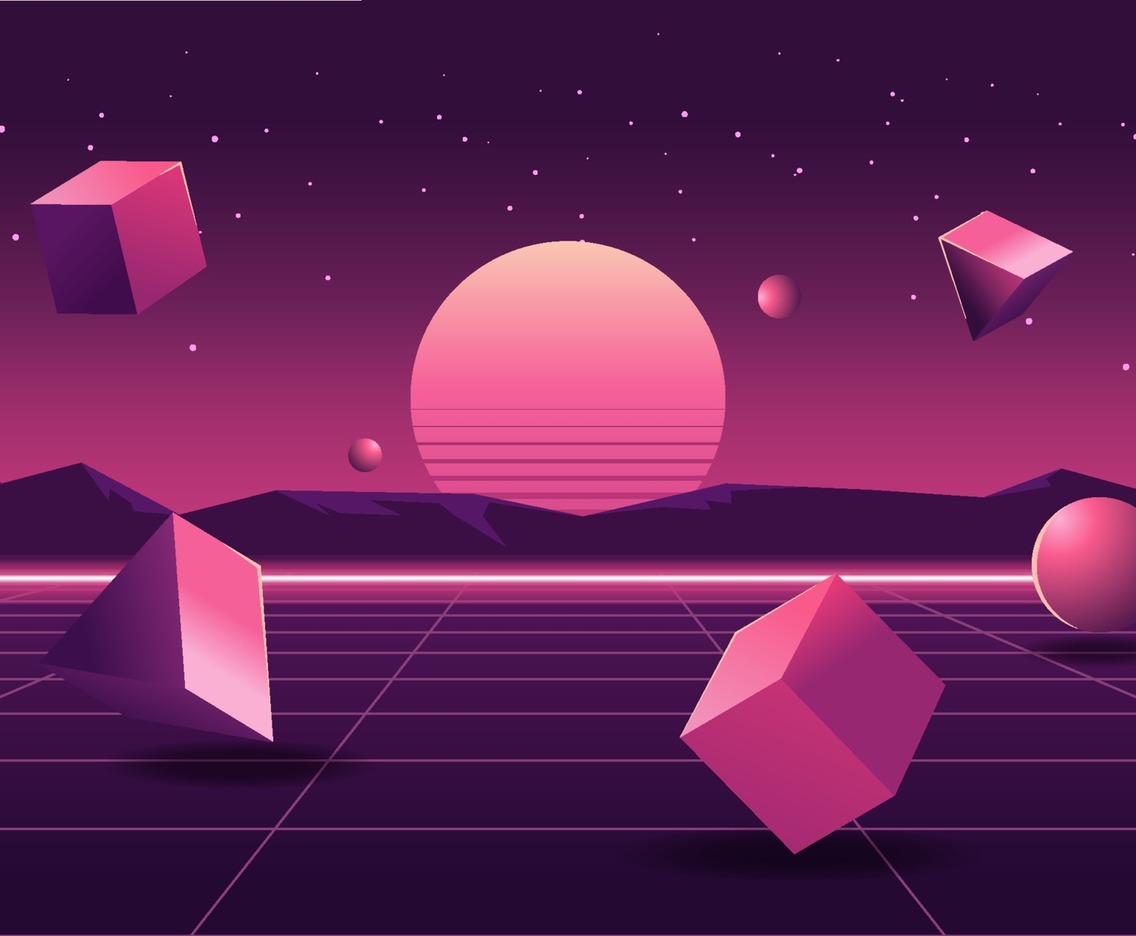 3 D Shapes In Retro Futurism Style Vector Art & Graphics | freevector.com