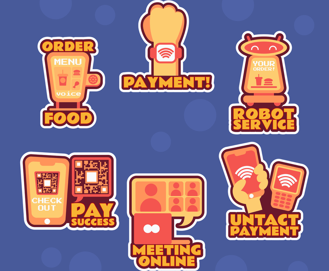 Technology Of Service Untact Contactless Vector Art & Graphics ...