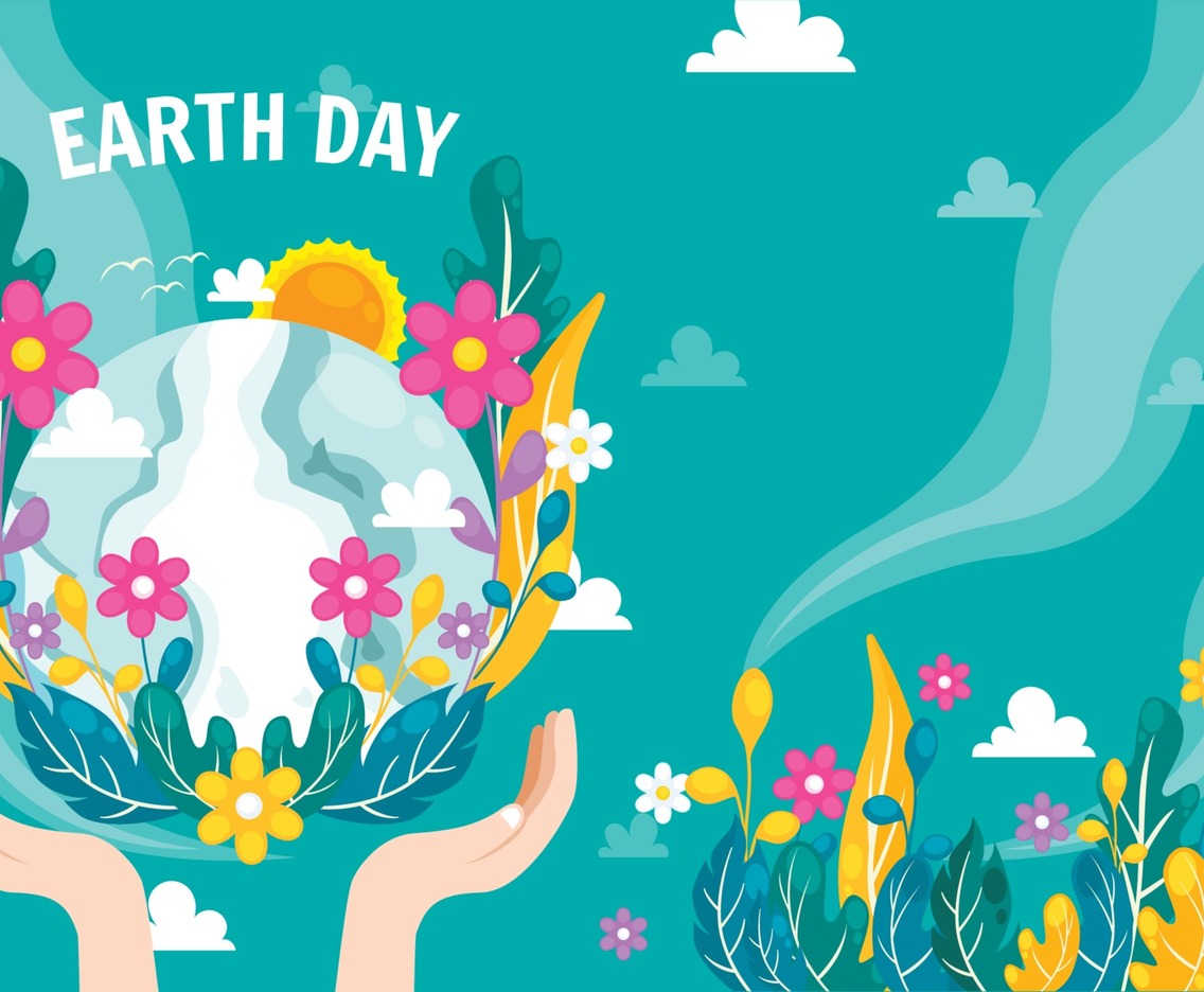 Earth Day Background With Colorful Floral Vector Art & Graphics ...