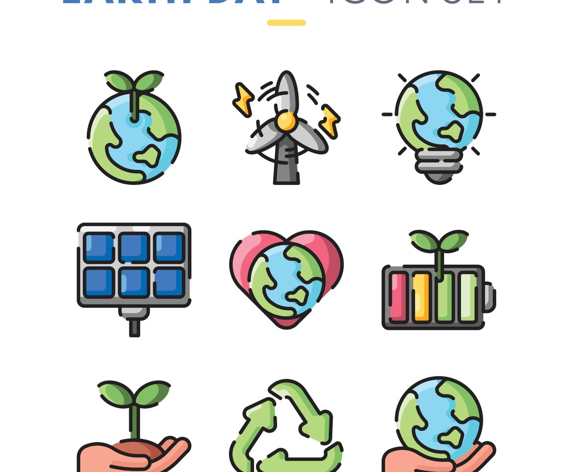 Earth Day Icon Collection Vector Art & Graphics | freevector.com