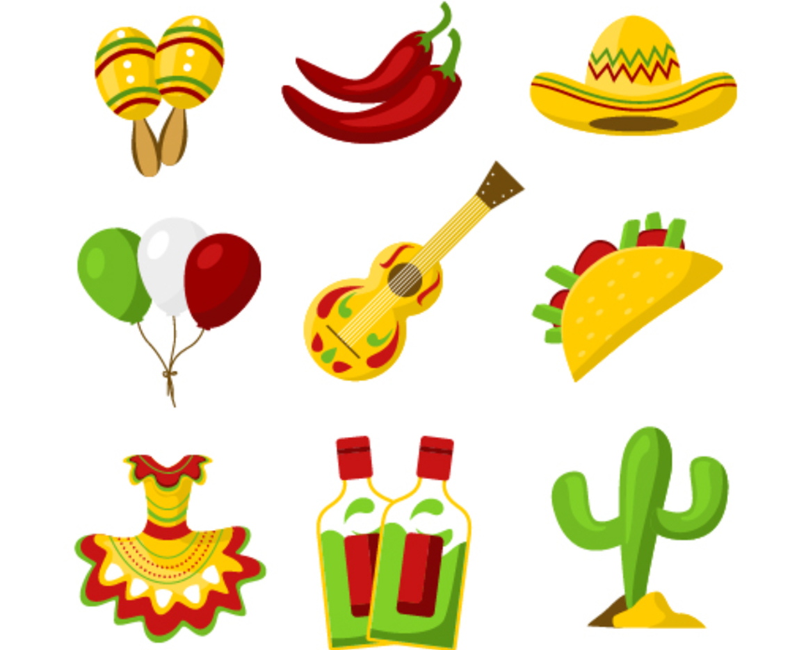 Various Kinds Of Cute Cinco De Mayo Icons Vector Art & Graphics ...