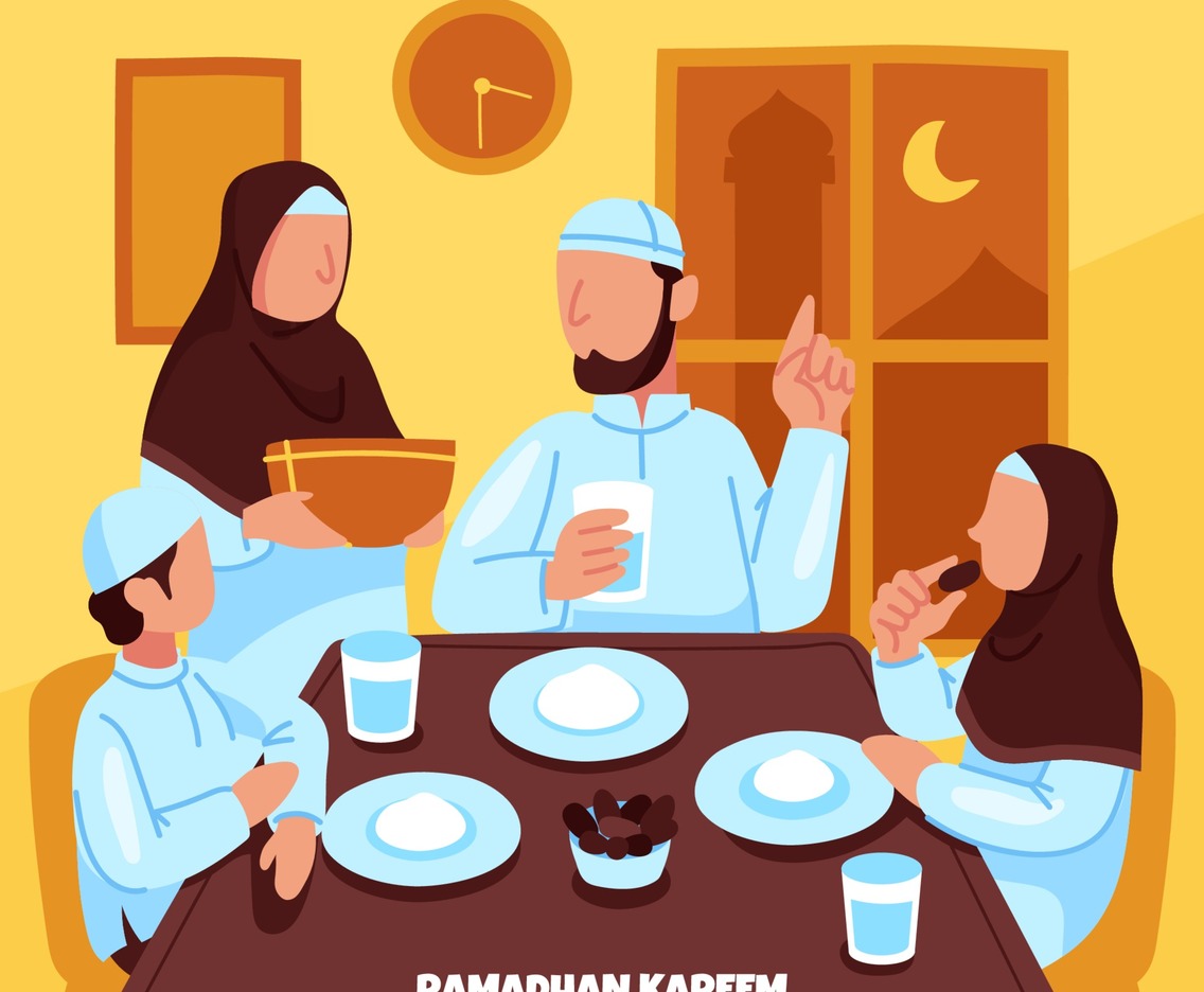 Family Sahur Time On Ramadan Vector Art & Graphics | freevector.com