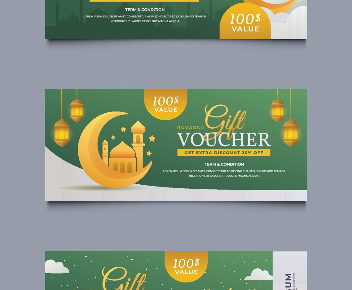 Ramadan Gift Voucher Coupon Collection Vector Art & Graphics ...