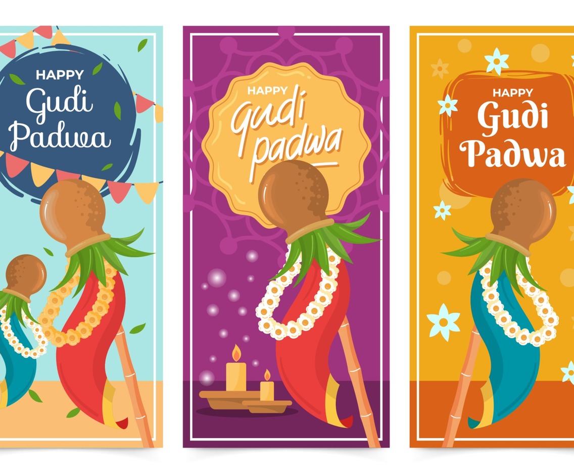 Banners Of Gudi Padwa Vector Art & Graphics | freevector.com
