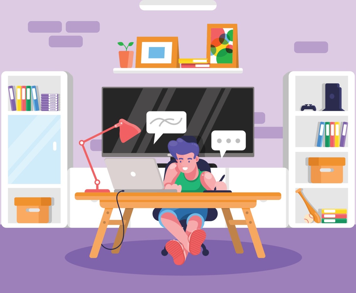 Design Graphic Working From Home At New Normal Vector Art & Graphics ...