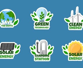 Green Technology Stickers Collection Design Vector Art & Graphics ...
