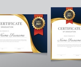 Elegant Blue And Gold Graduation Certificate Template Vector Art ...