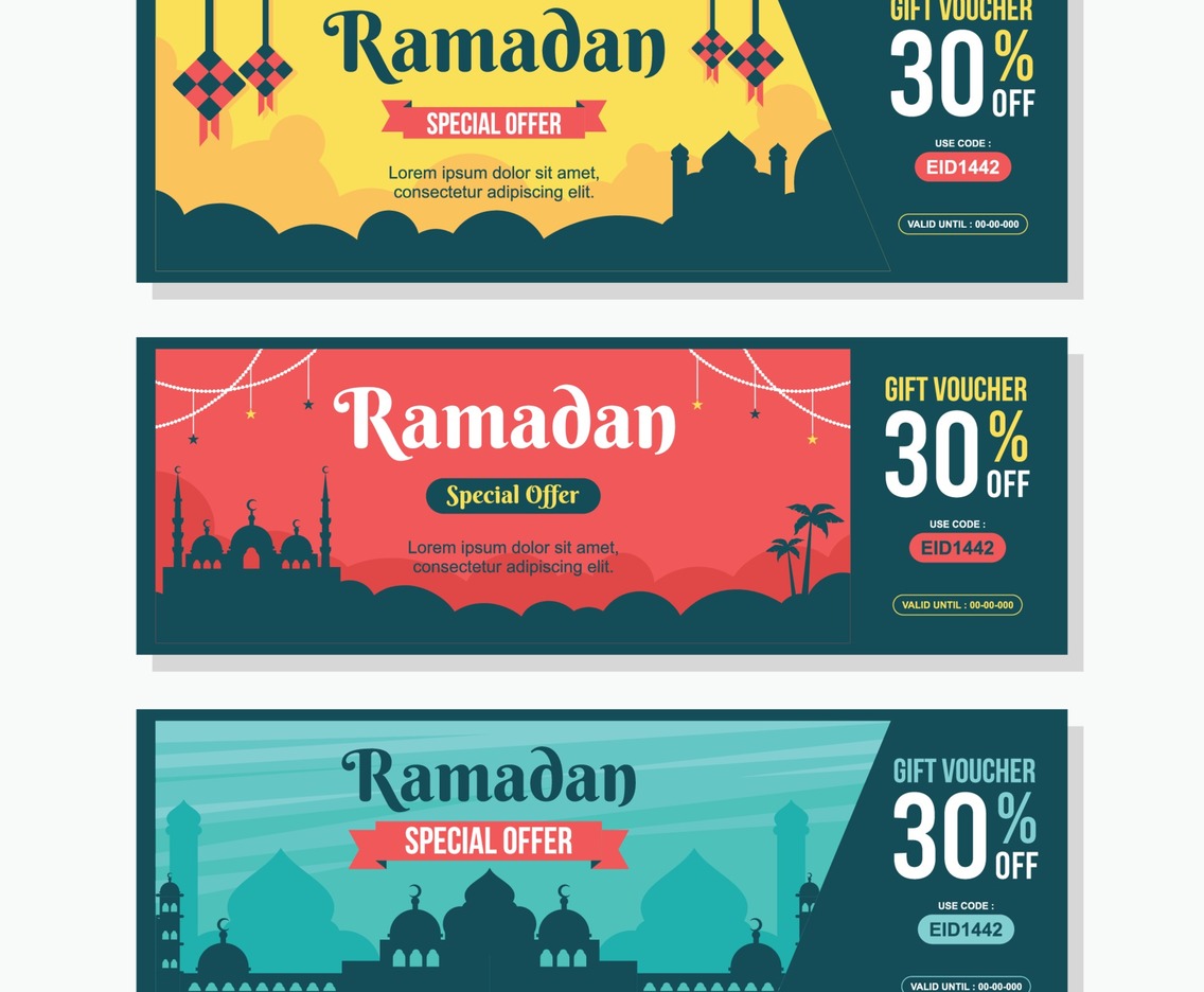 Ramadan Sale Voucher Design Template Vector Art & Graphics | freevector.com