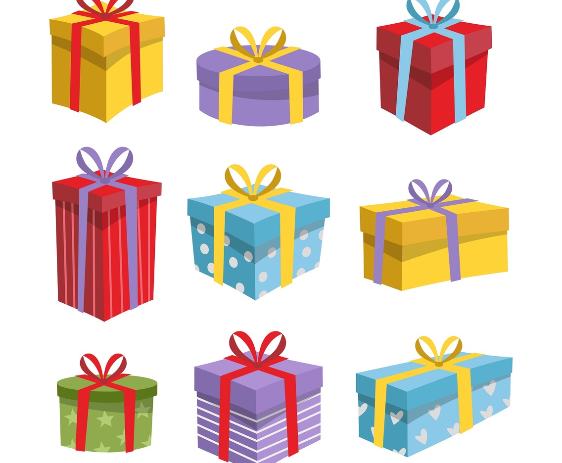 Colorful Gift Box Element In Flat Design Vector Art & Graphics ...