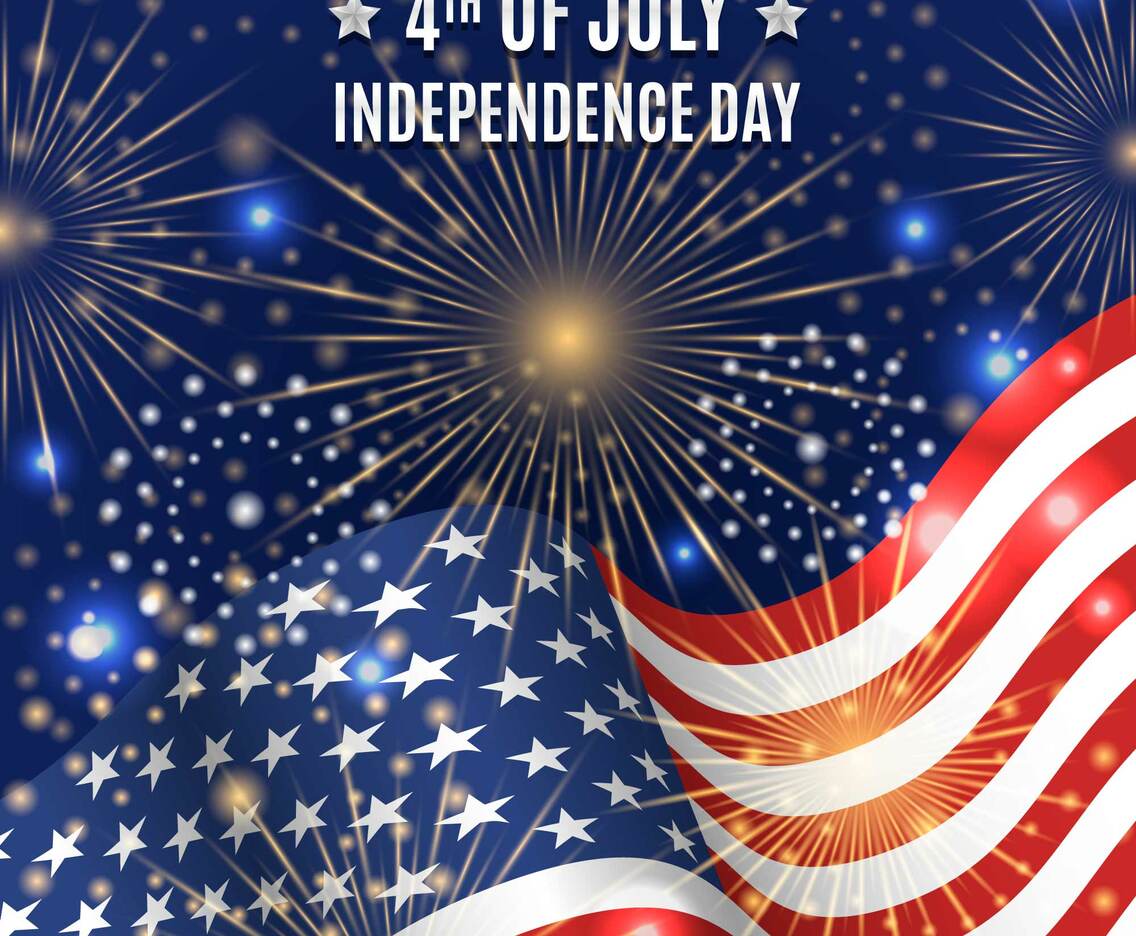 4th Of July Independence Day Celebration With Fireworks And Flag Vector ...