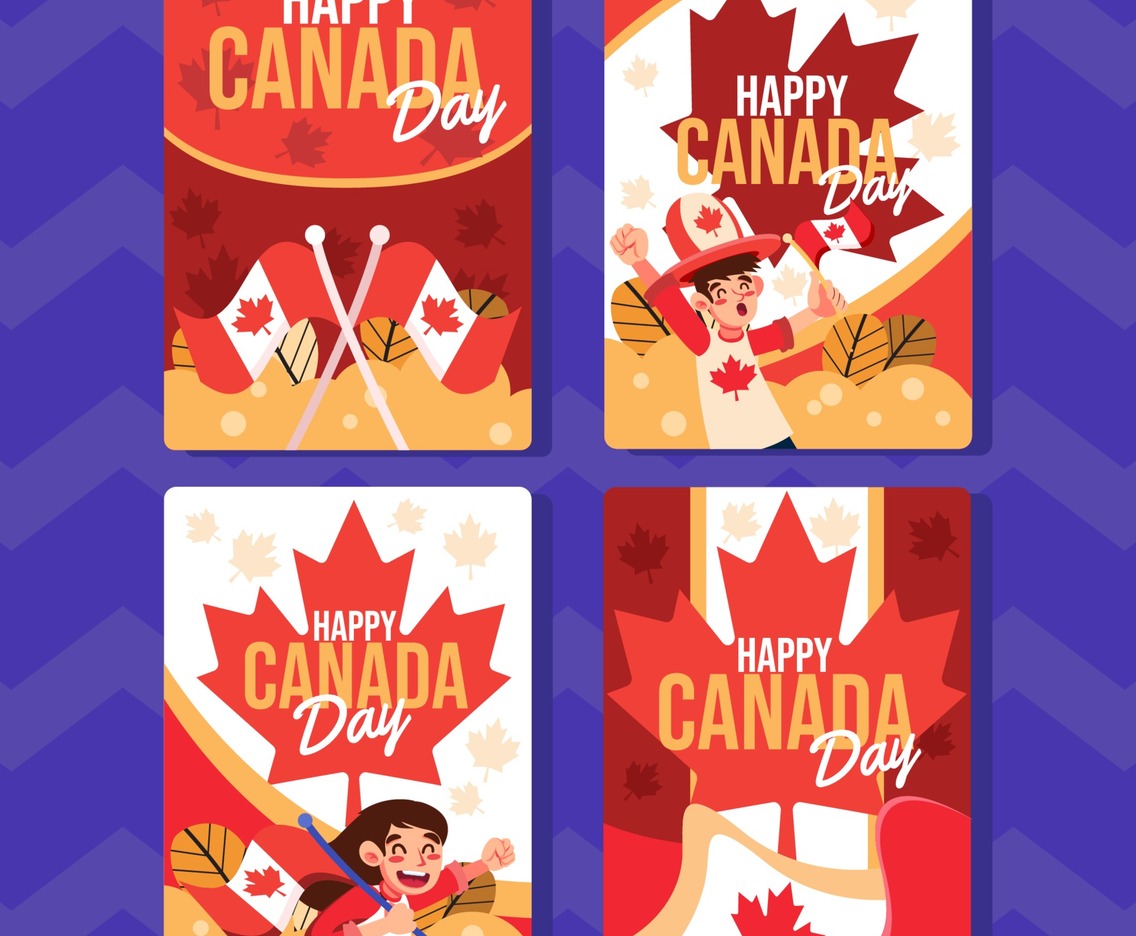 Set Of Canada Day Cards Vector Art & Graphics | freevector.com