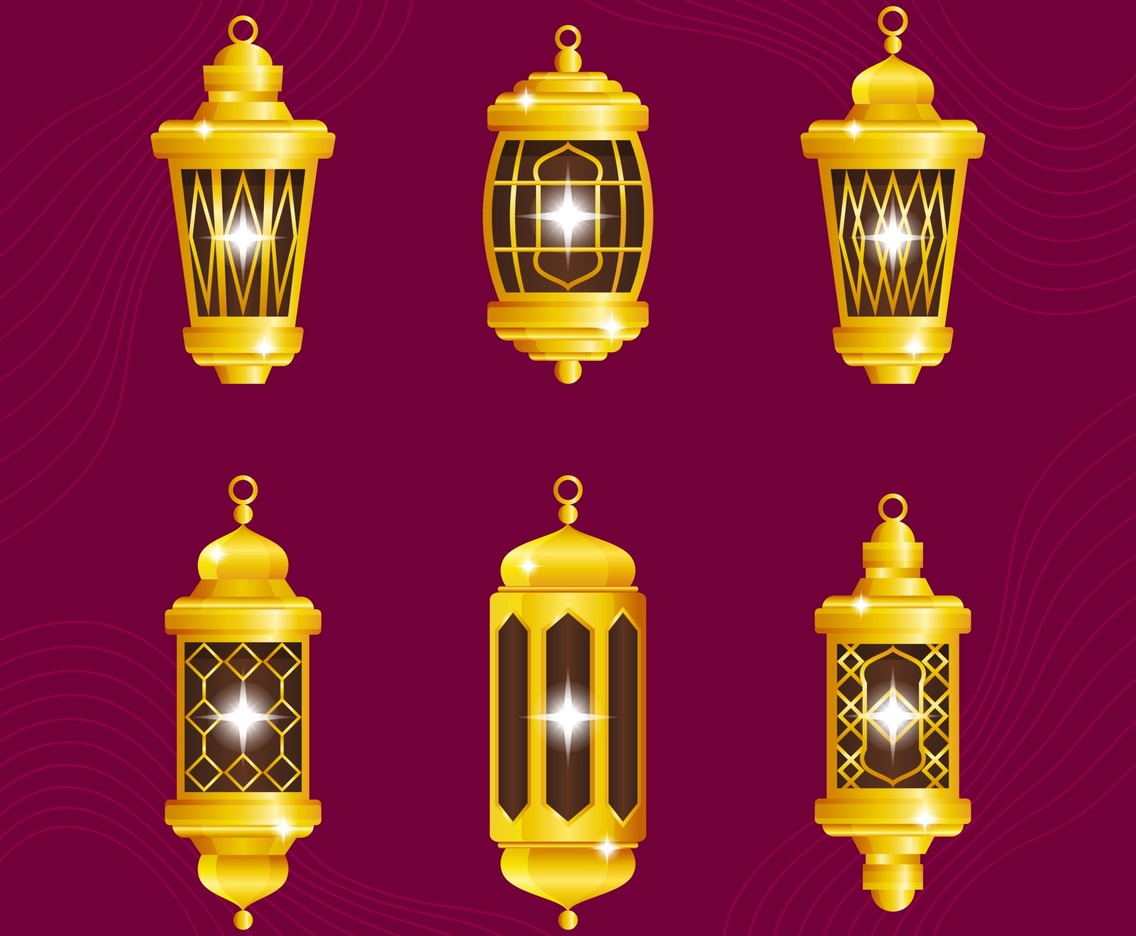 Gold Lantern Icon Set Vector Art & Graphics | freevector.com